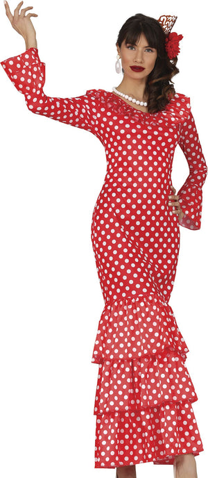Disfraz de Flamenca Rojo Manga Larga para Mujer | Comprar Online